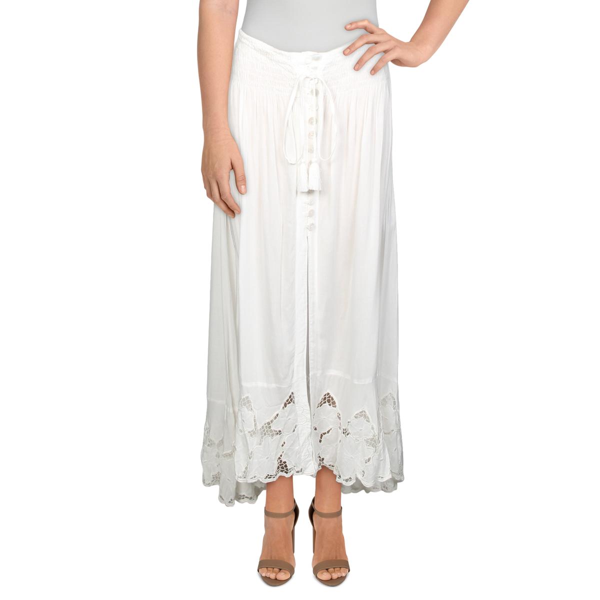 Tiare Hawaii Womens White Lace Tie Waist Long Maxi Skirt O/S BHFO 2104 ...