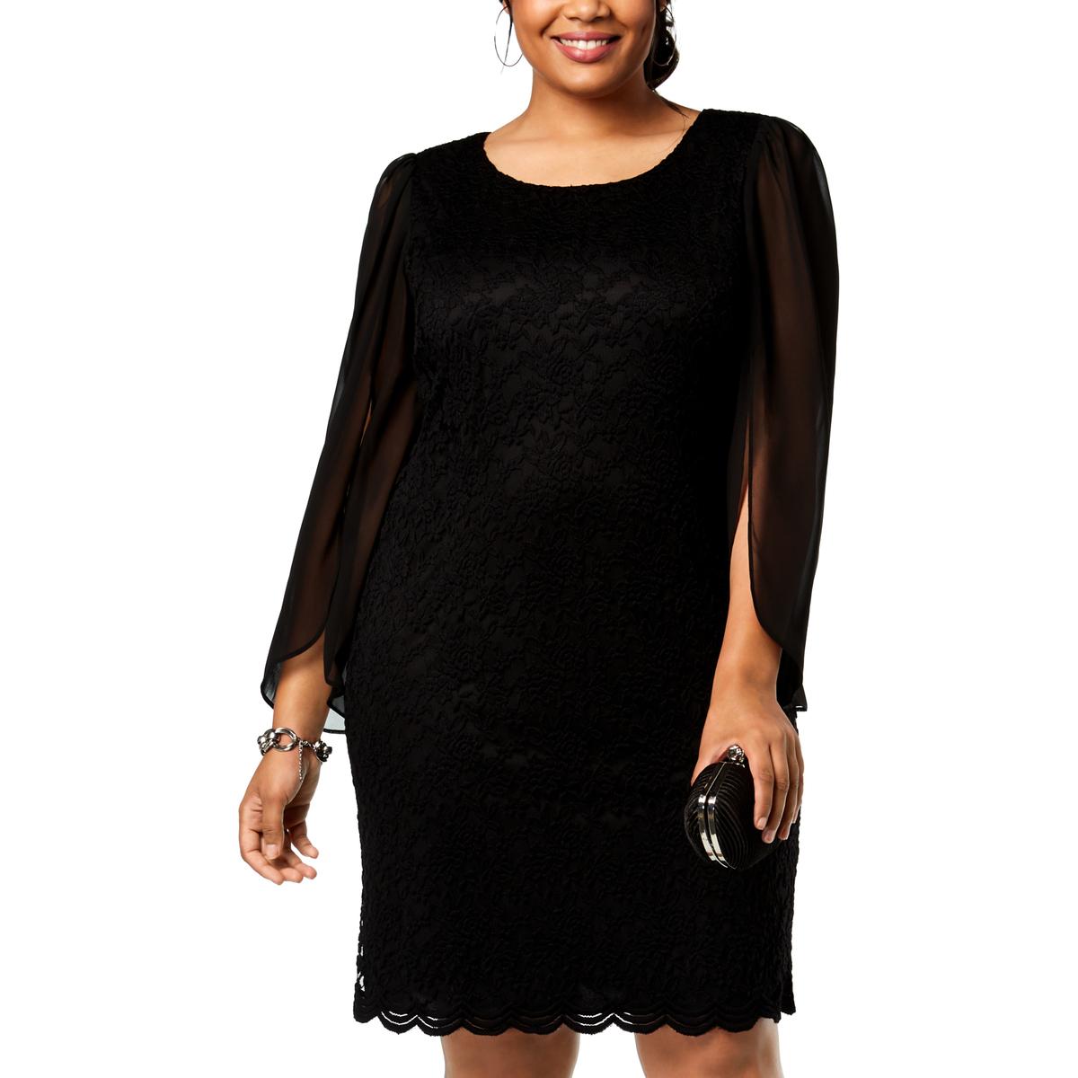 Connected Apparel Womens Black Lace Party Cocktail Dress Plus 16w Bhfo