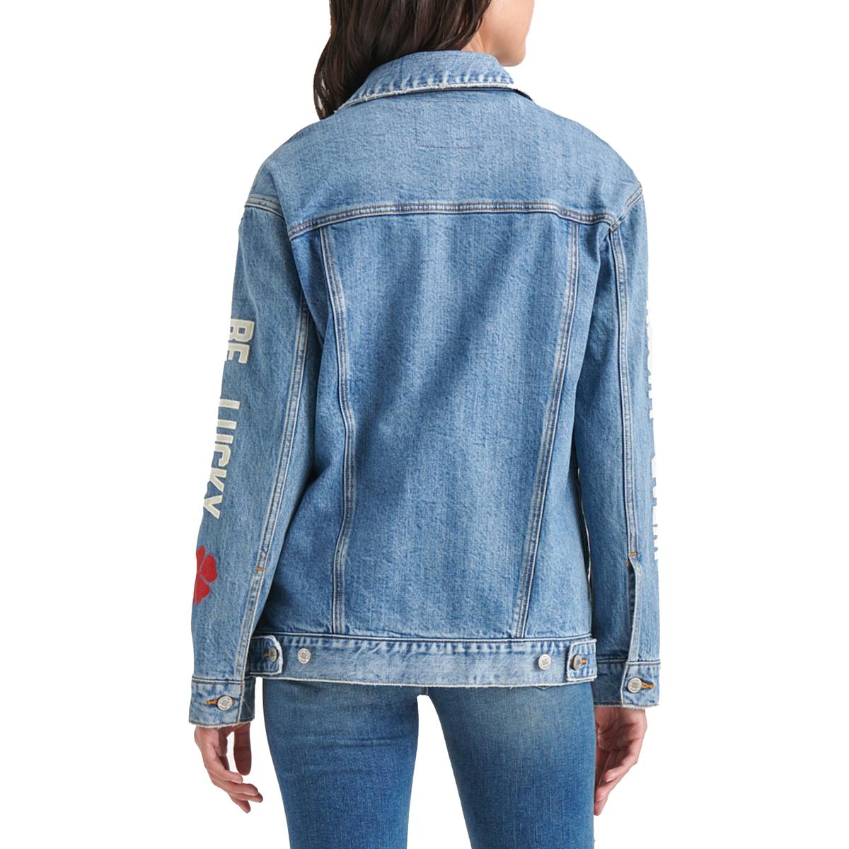 Lucky Brand Womens Be Lucky Blue Fall Casual Jean Jacket Outerwear M ...