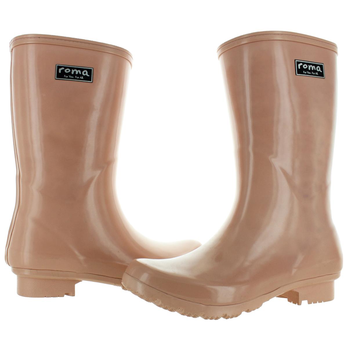 Roma Women's Emma Mid Natural Rubber Waterproof Rain BOOTS Black Size 6 ...
