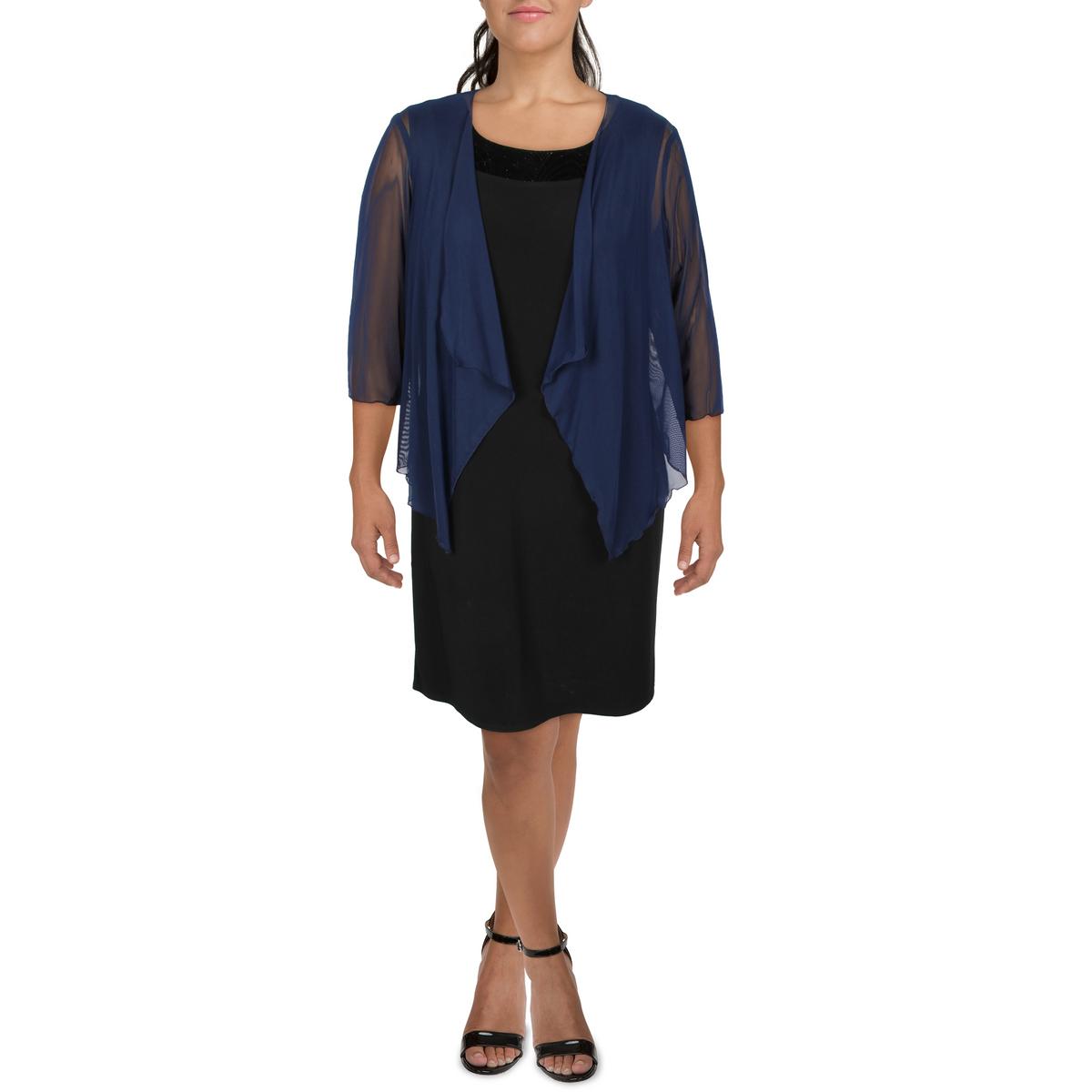 Connected Apparel Womens Mesh Sheer Open Front Bolero Jacket Plus BHFO ...