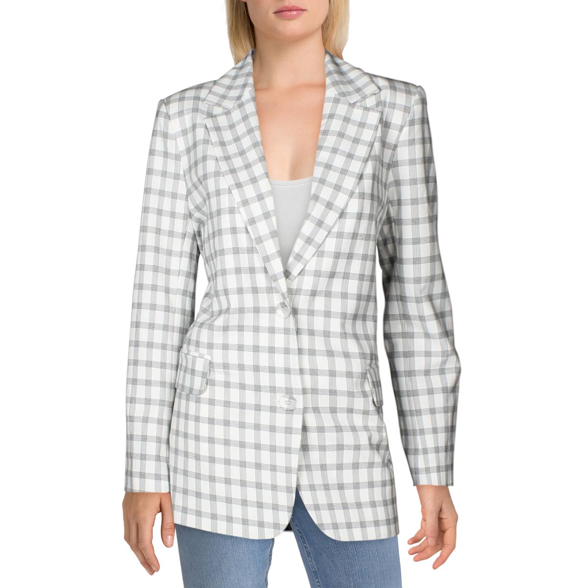 Danielle Bernstein Womens Ivory Plaid Two-Button Blazer Jacket M BHFO ...