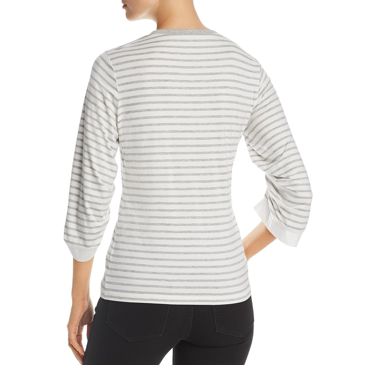 Kobi Halperin Womens Larissa Striped Ruched 3/4 Sleeves Knit Top Shirt ...