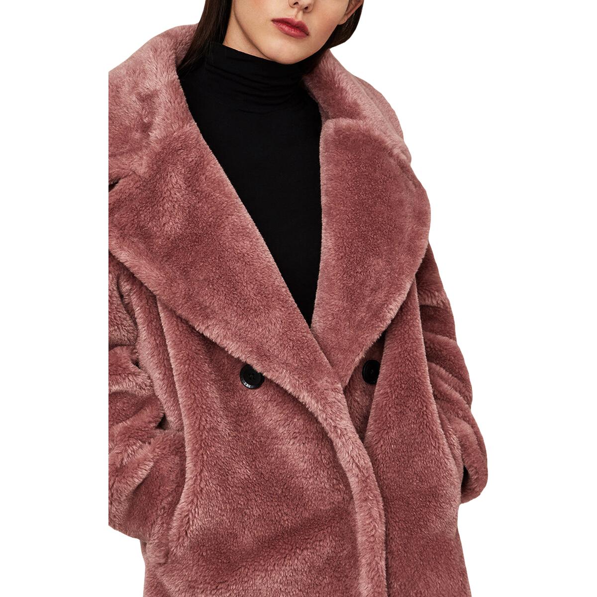 BCBG Max Azria Womens Ariel Animal Print Midi Faux Fur Coat Outerwear ...