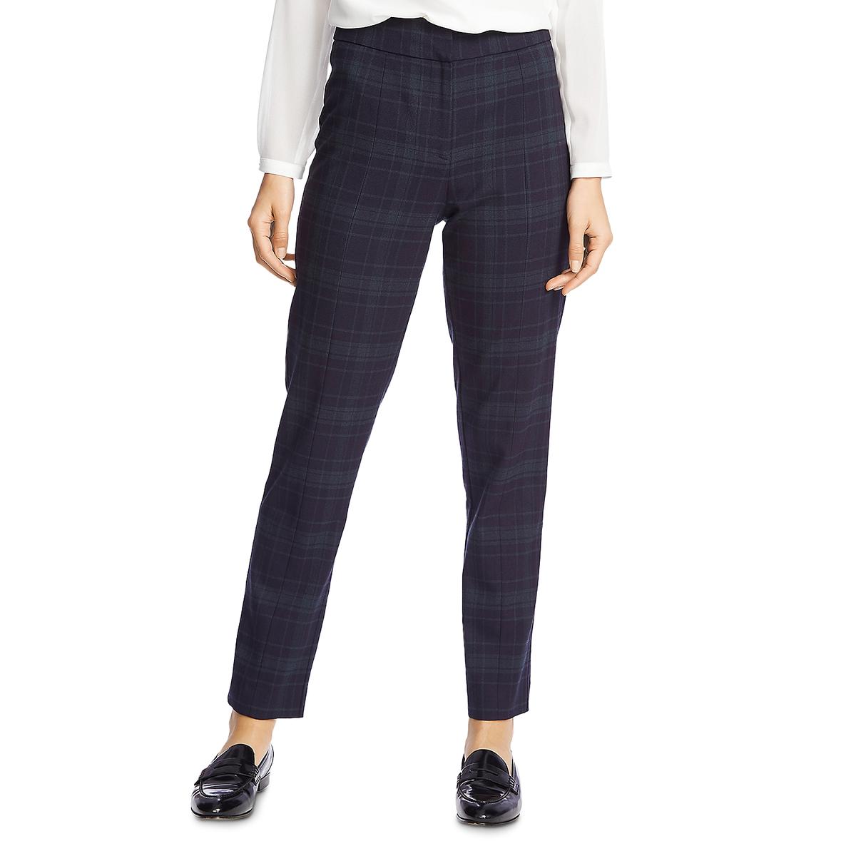 1.State Womens Navy Plaid Straight Leg High Rise Dress Pants 10 BHFO ...