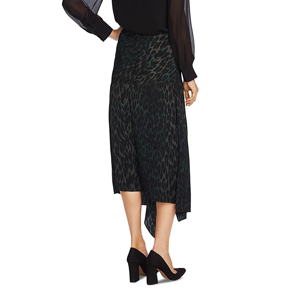 Vince Camuto Womens Green Animal Print Asymmetric Midi A-Line Skirt 2 ...
