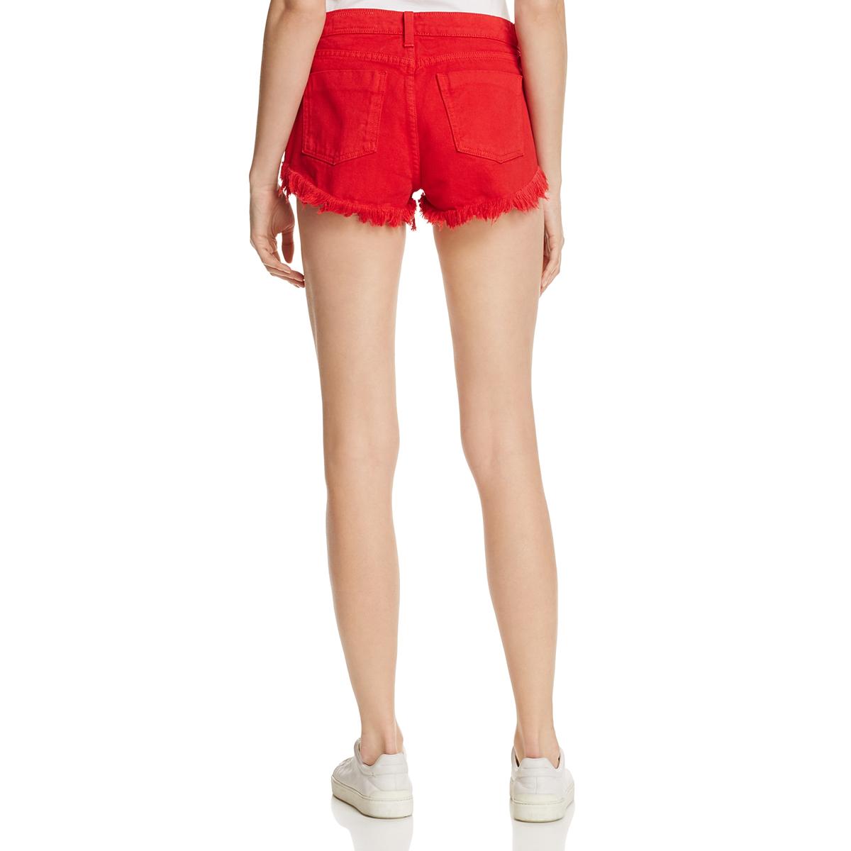 Pistola Womens Gigi Red Cutoff Low Rise Cotton Denim Shorts 27 BHFO ...