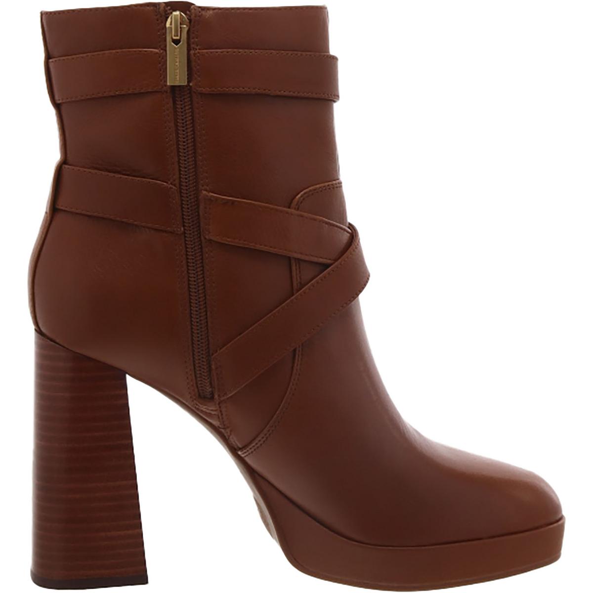 Vince Camuto Womens Coliana Leather Stacked Heel Booties Shoes BHFO ...