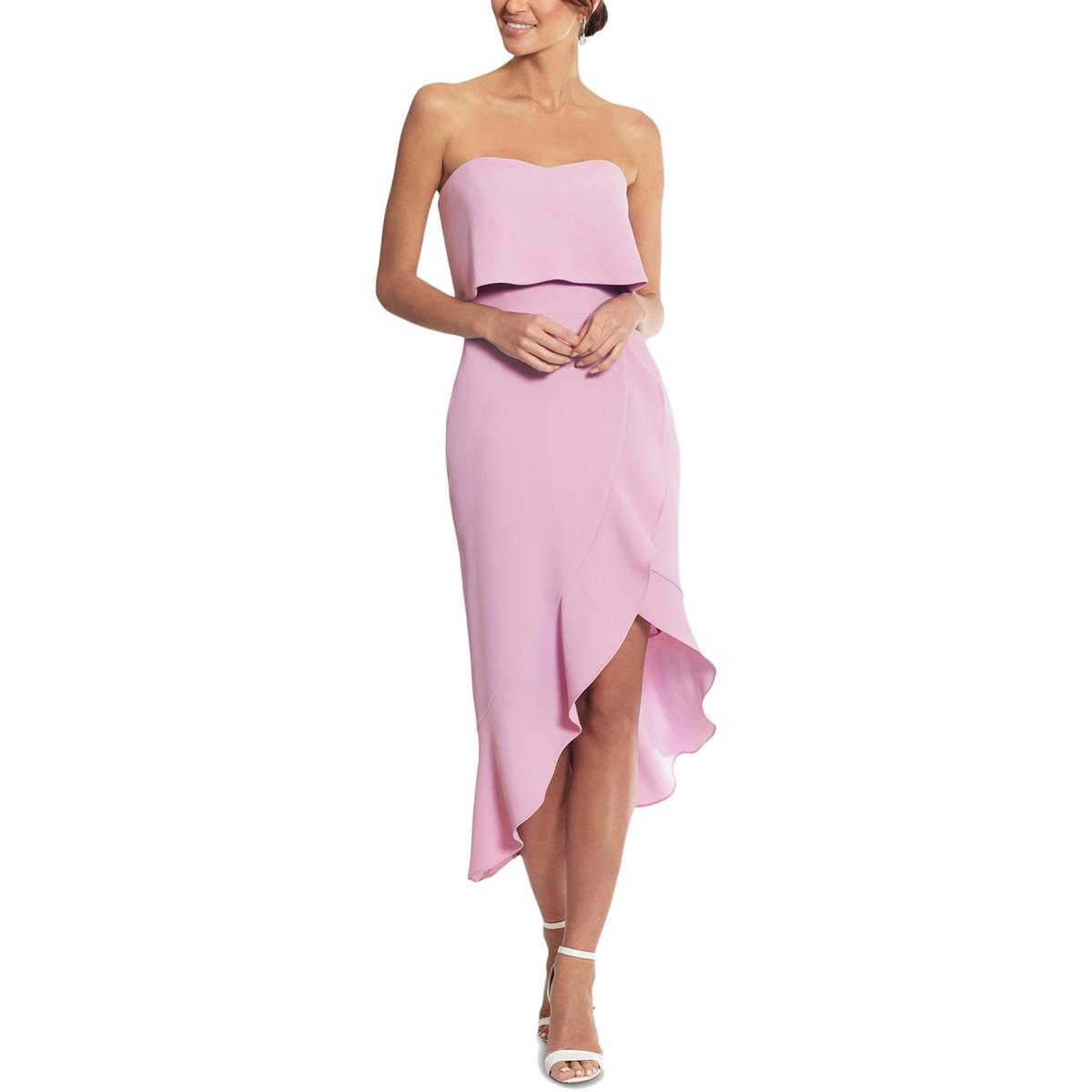 Xscape Womens Purple Strapless Ruffle Hi Low Cocktail Dress 8 Bhfo 9835