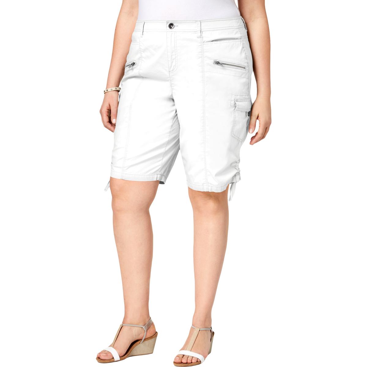 Style & Co. Womens White Mid-Rise Bermuda Long Cargo Shorts Plus 24W ...