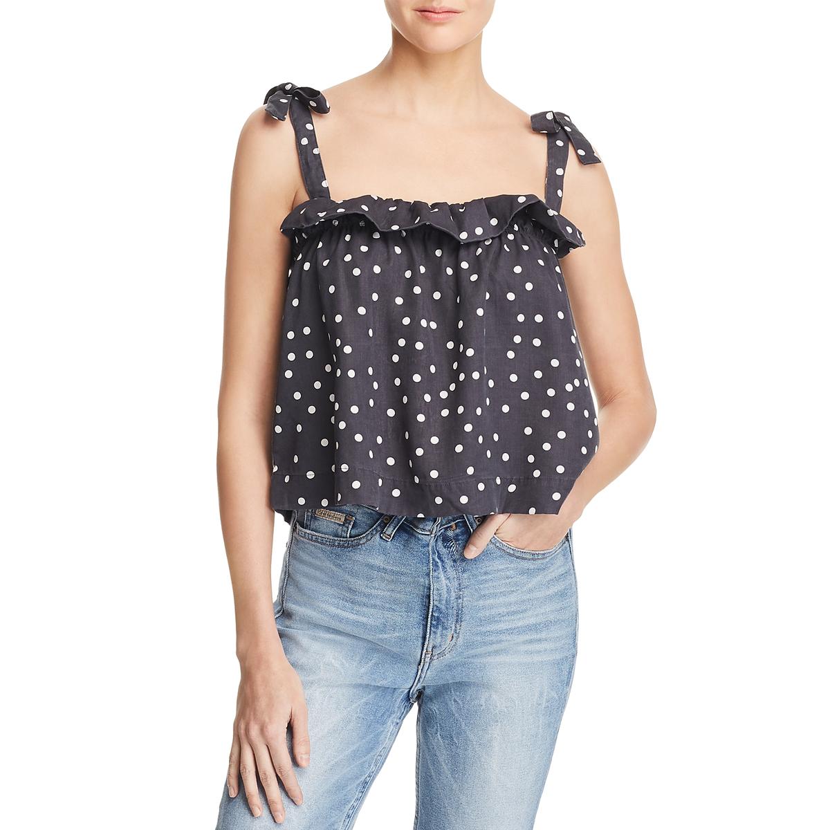 DL1961 Womens Gray Ruffled Polka Dot Casual Blouse Top XS BHFO 2118 | eBay