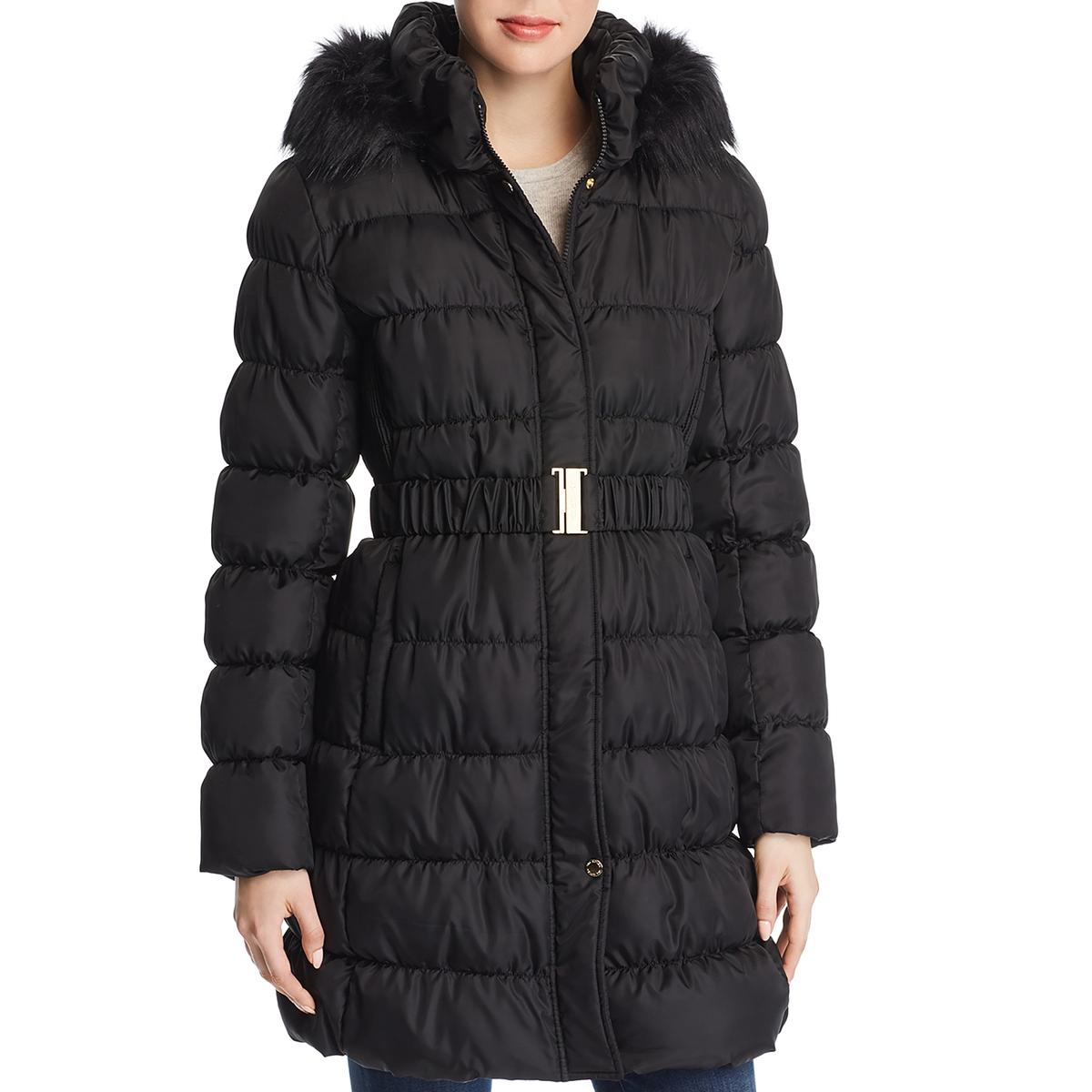 Via Spiga Womens Black Winter Water Repellent Parka Coat Outerwear S ...