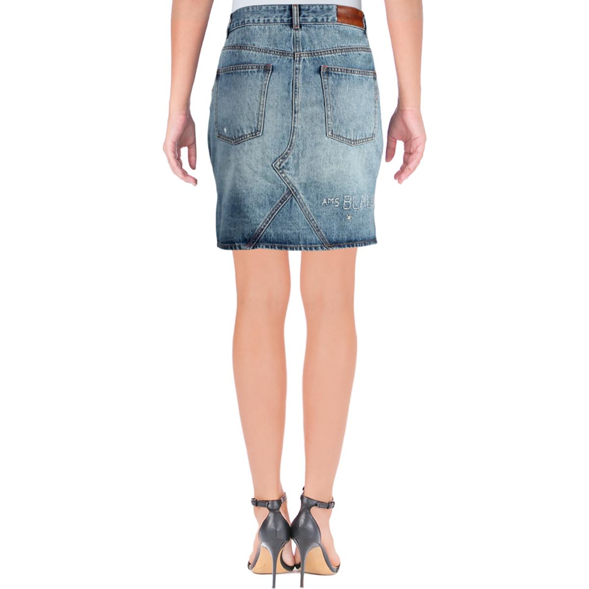 Scotch & Soda Womens Blue Metallic Mini Printed Denim Skirt M BHFO 3731 ...