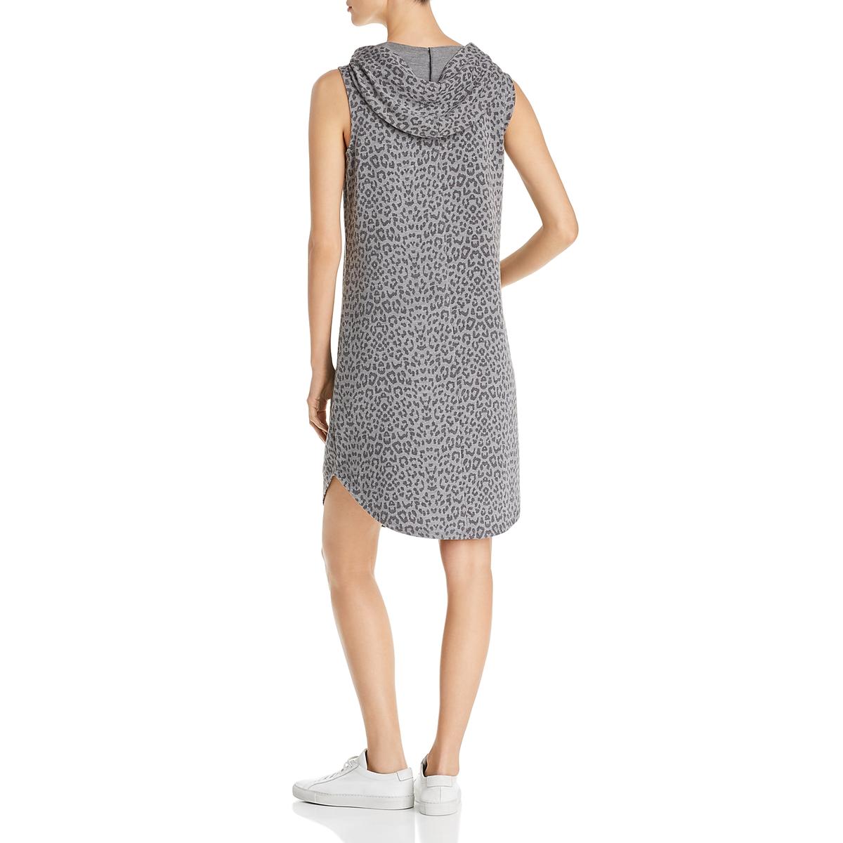 B Collection by Bobeau Womens Gray Hooded Animal Print Casual Dress L ...