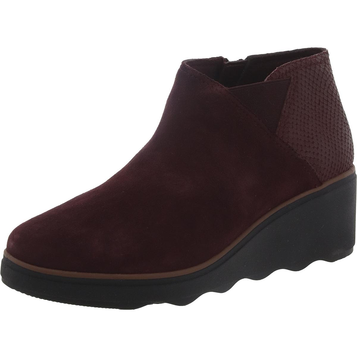 Clarks Womens Mazy Harwich Suede Mixed Media Ankle Wedge Boots Shoes ...
