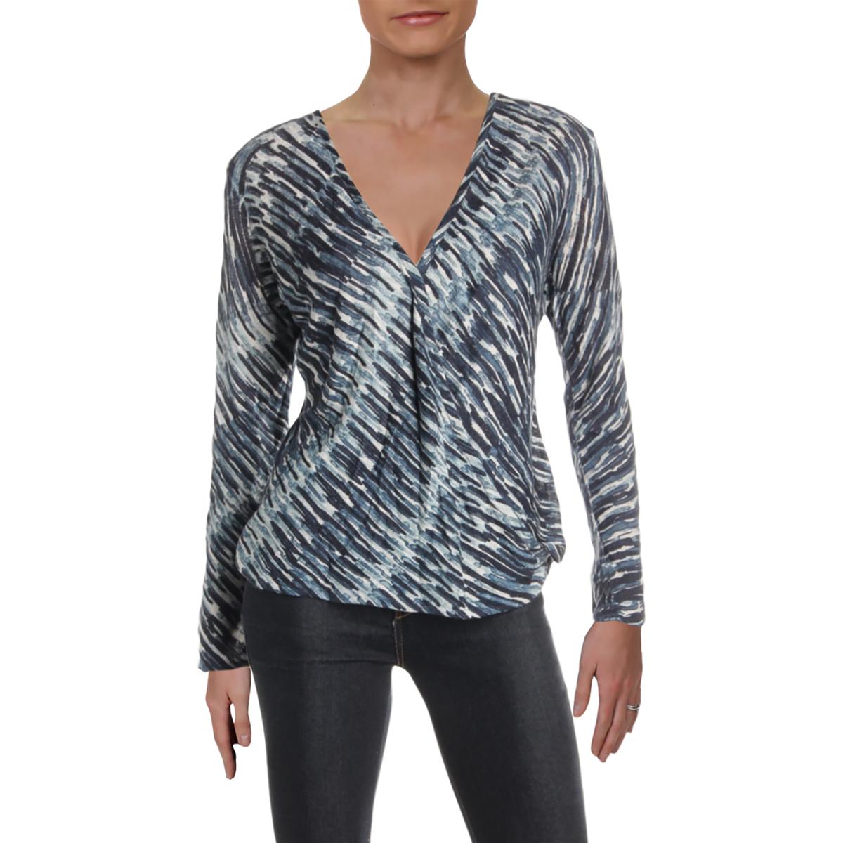 Nic + Zoe Womens Blue Knit Printed Long Sleeves Cardigan Top XS BHFO ...