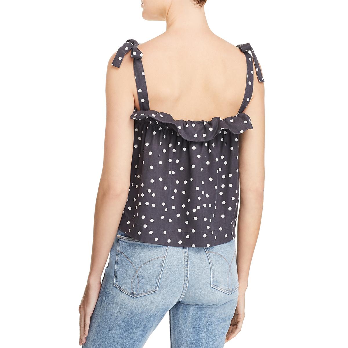 DL1961 Womens Gray Ruffled Polka Dot Casual Blouse Top XS BHFO 2118 | eBay