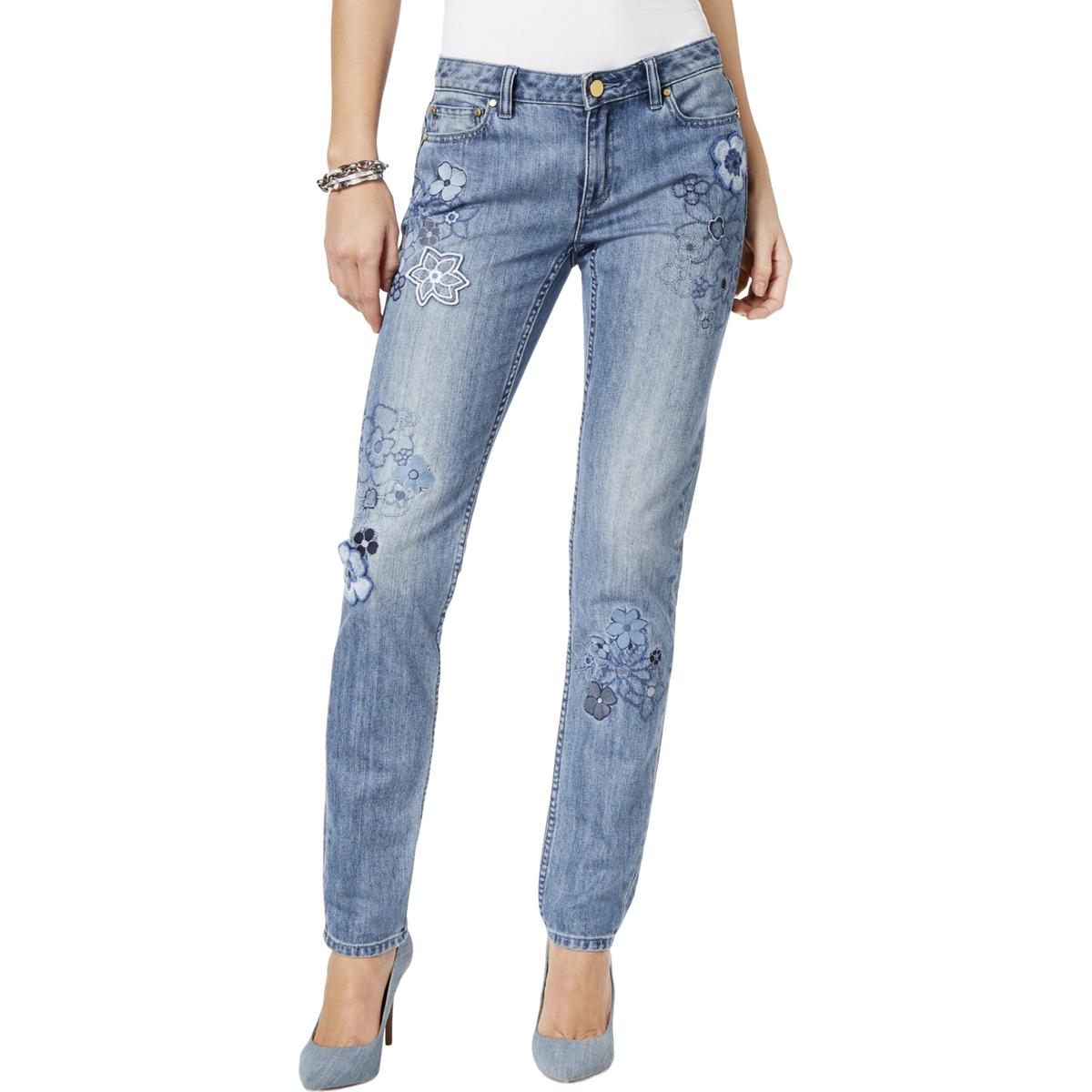 MICHAEL Michael Kors Womens Dillon Relaxed Blue Straight Leg Jeans 8 ...