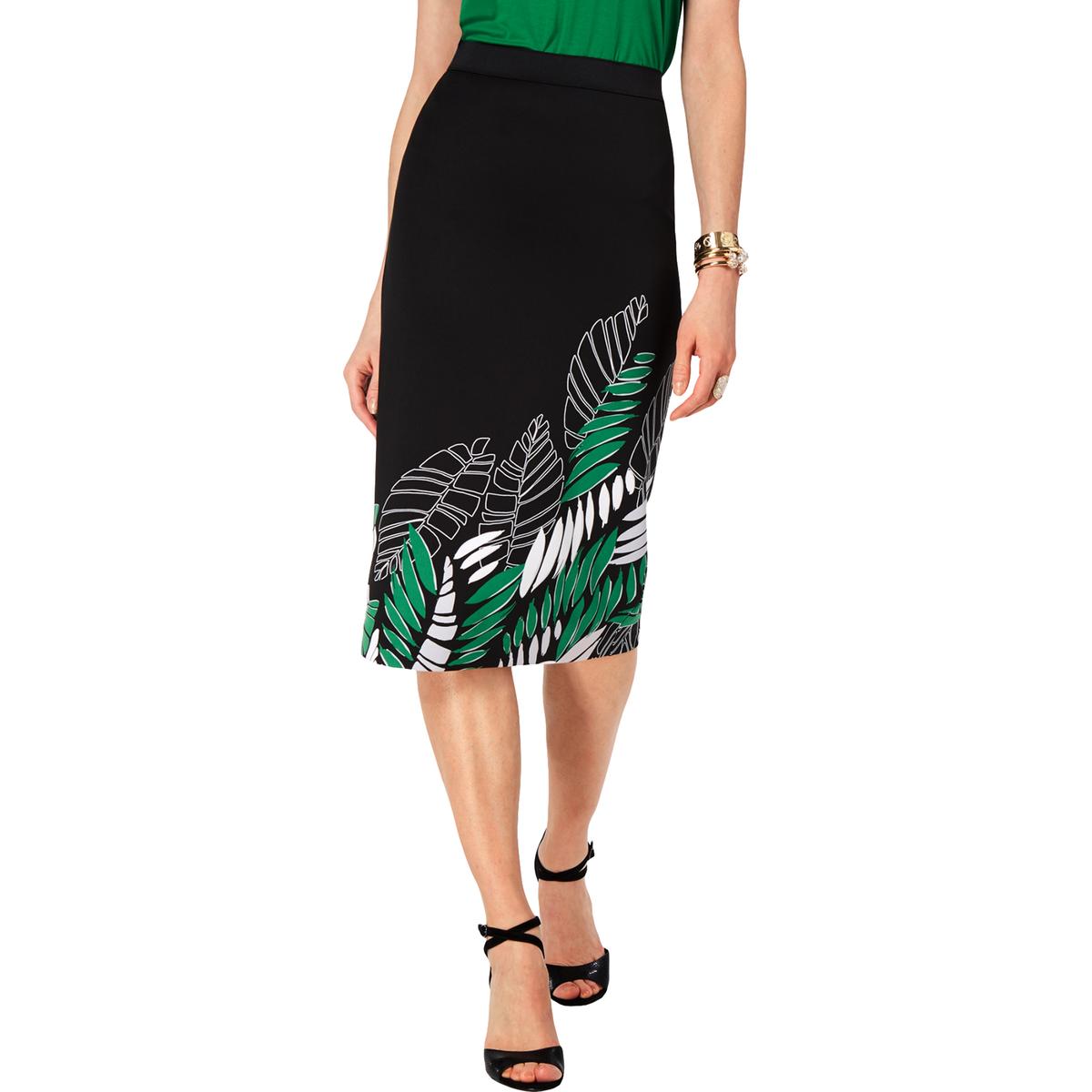 Alfani Womens Black Scuba Printed Knee-Length Midi Skirt XL BHFO 1278 ...