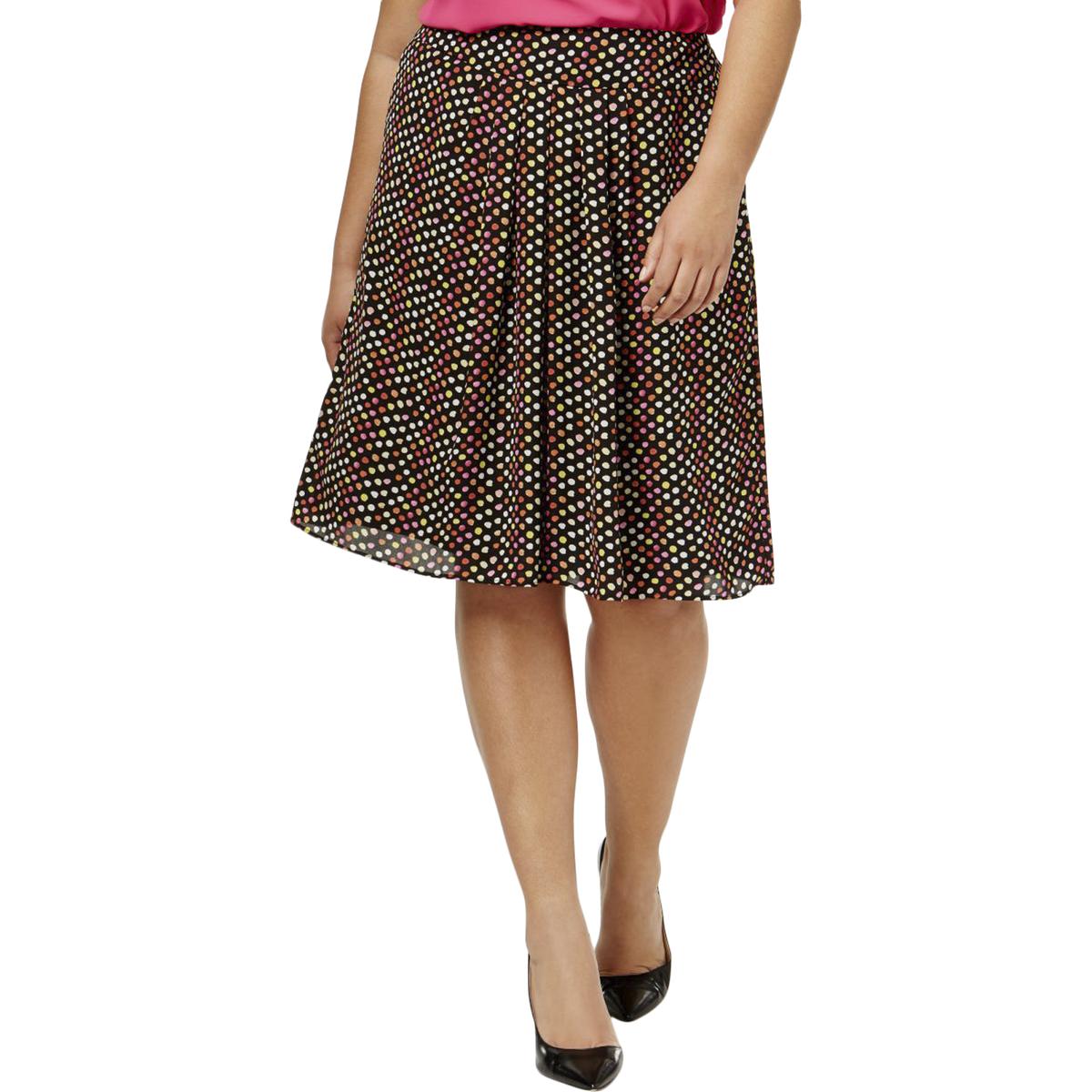 Kasper Womens Black Printed Casual Knee-Length Pleated Skirt Plus 18W ...