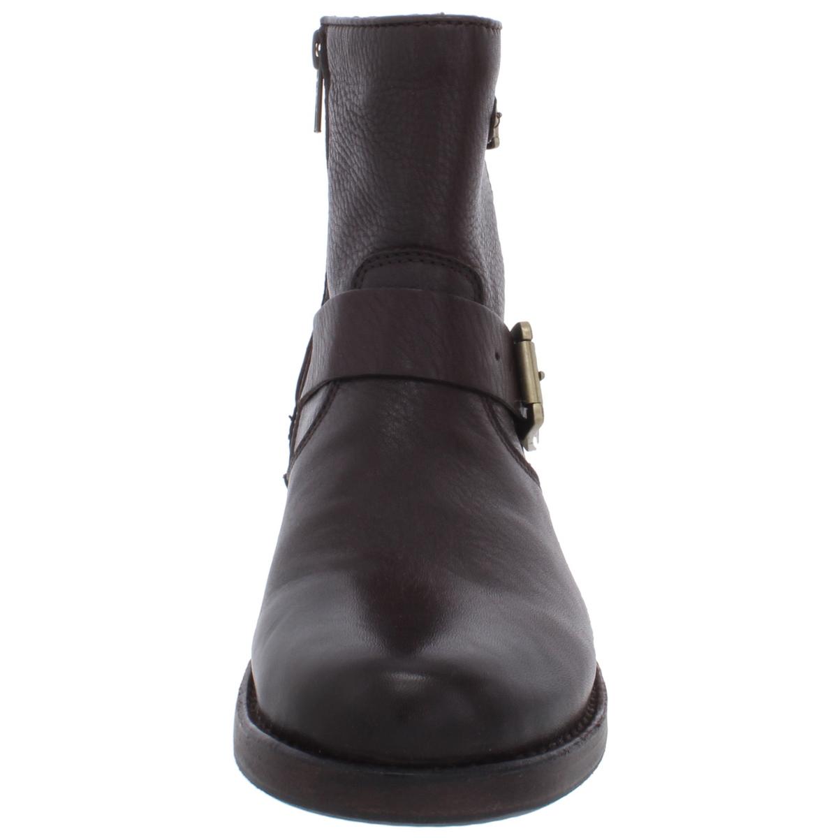 Frye Womens Vicky Leather Round Toe Ankle Combat BOOTS Dark Brown Size ...